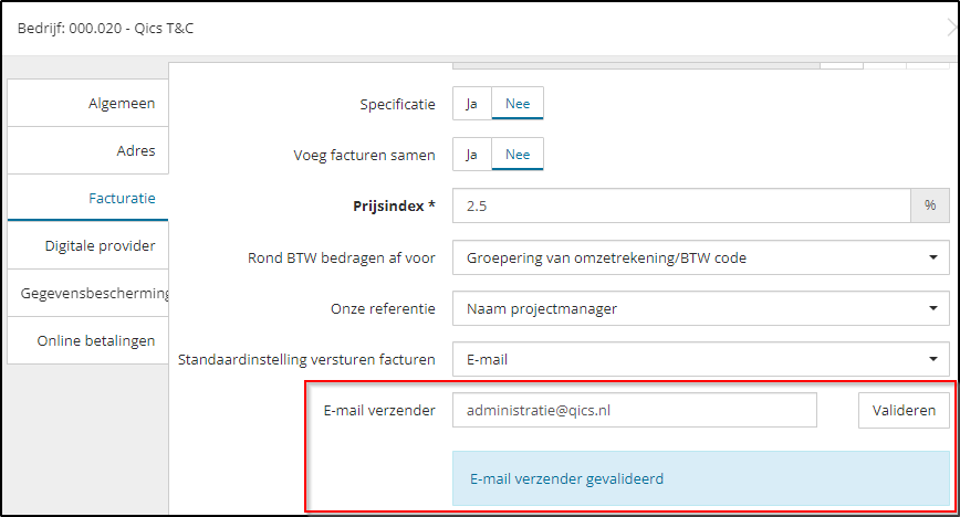 e-mail verzender valideren – Fortes Group Service Center